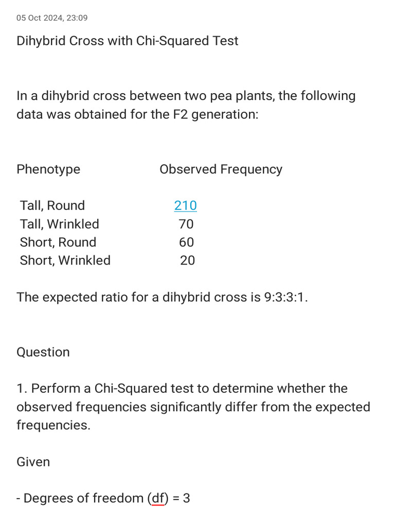 Chi Squared Test Question | PDF