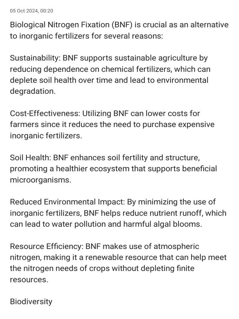 Important of BNF | PDF | Fertilizer | Technology & Engineering