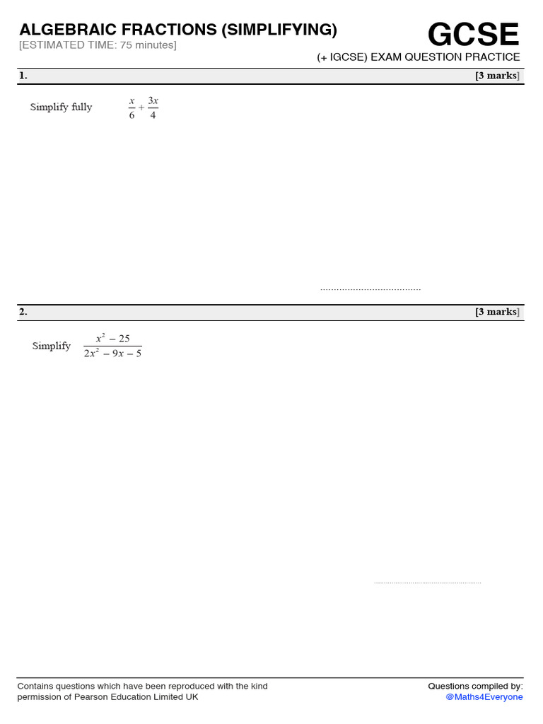 Simplifying Algebraic Fractions Guide | PDF | Mathematics | Algebra