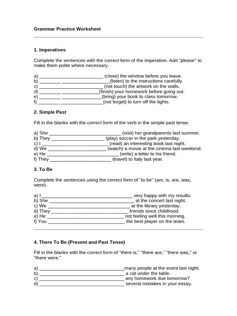 Grammar Practice Worksheet Alunos Do Ensino Médio | PDF