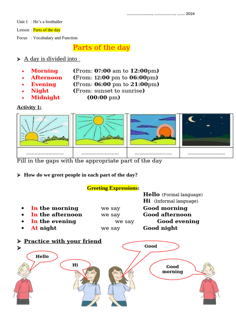 Parts of the day | PDF