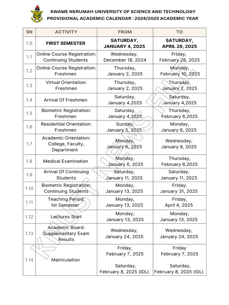 Provisional 2024-2025 Academic Year | PDF | Academic Term | Academia
