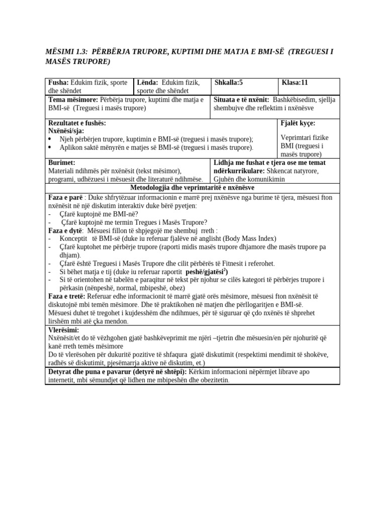 1.3. Përbërja Trupore, Kuptimi Dhe Matja e BMI-së (Treguesi I Masës ...