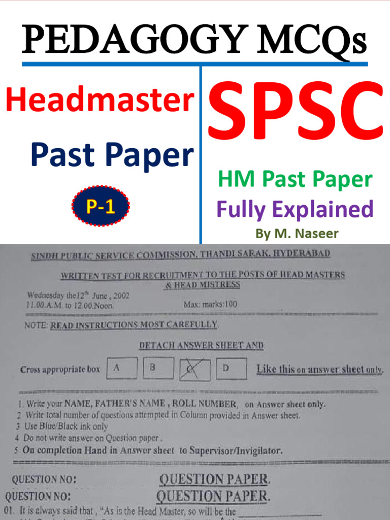 SPSC Headmaster 2002 Part 1 | PDF