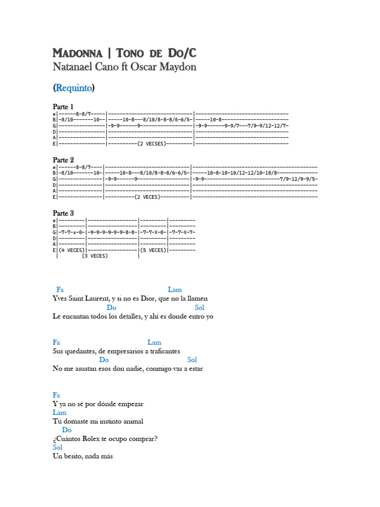 Madonna (Requinto y Acordes) | PDF