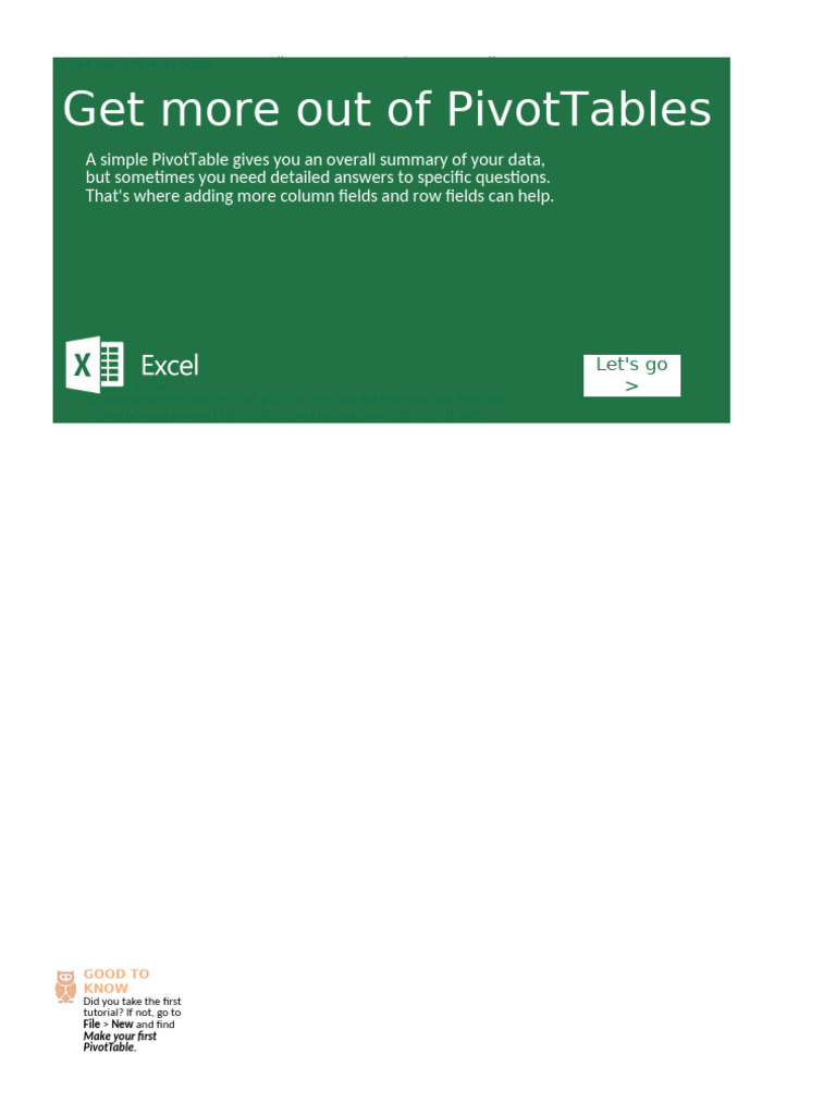 Get More Out of PivotTables - Tutorial | PDF | Incremental Computing ...