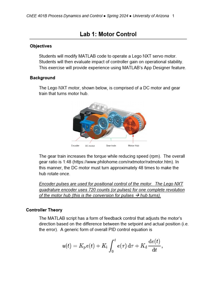 Motor Control Lab Procedures 2024 Pdf Control Theory Computers 4747