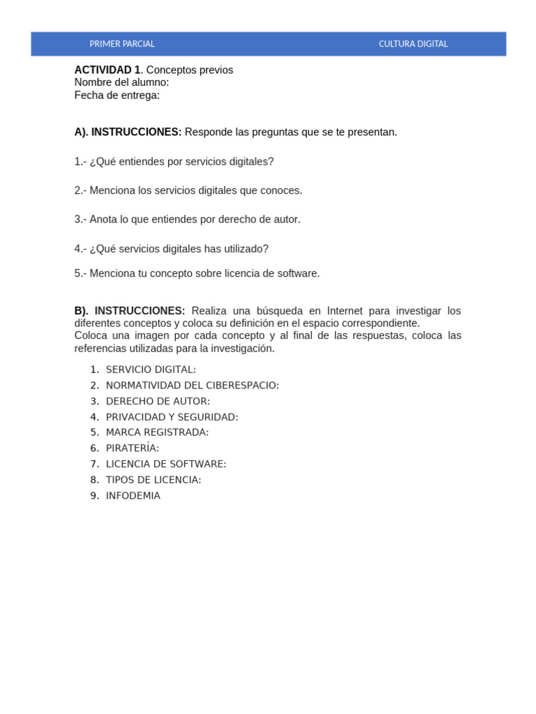Actividad 1. Conceptos Previos. | PDF
