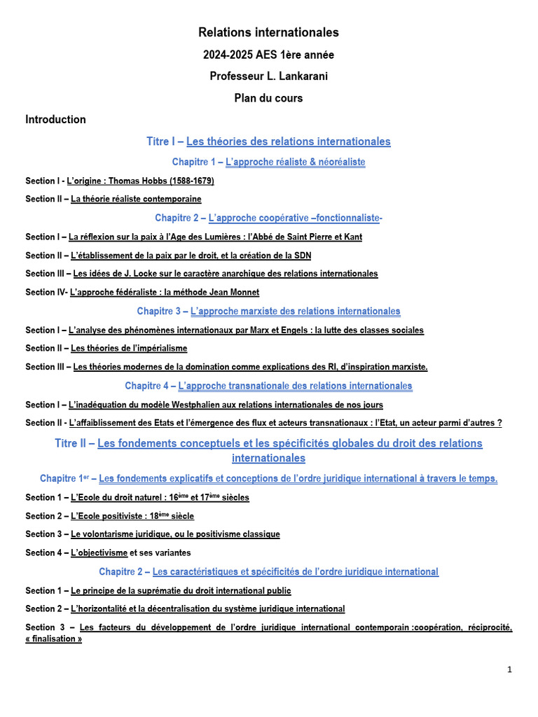 LA1 RI - Plan 2024-2025 | PDF