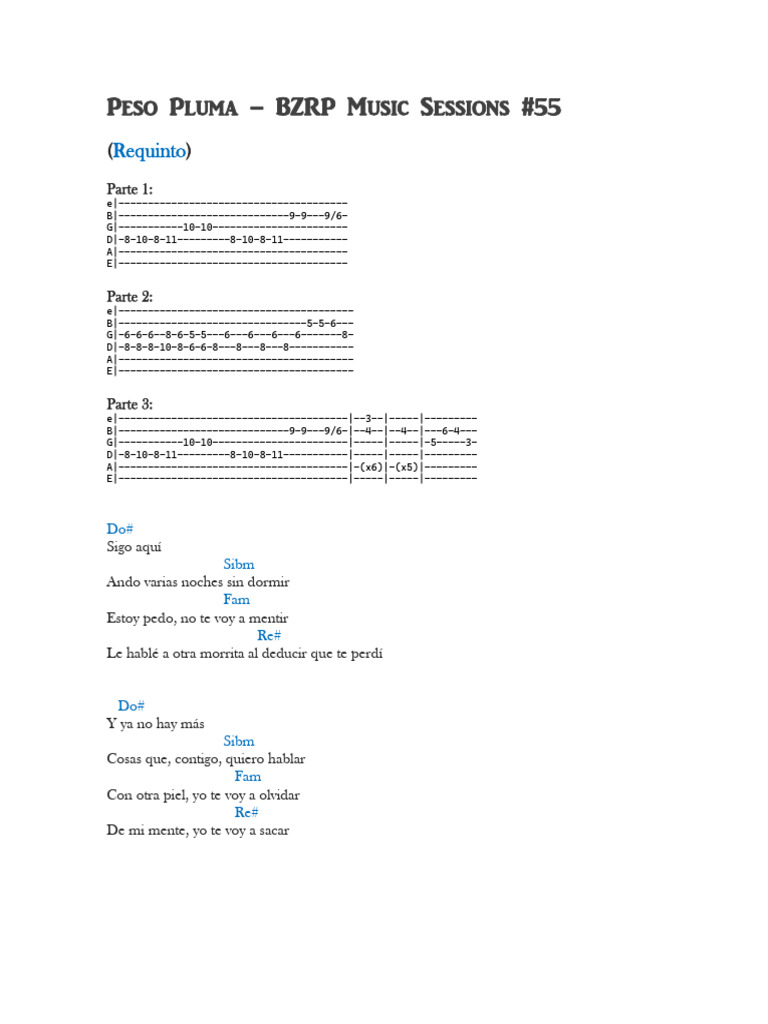 Acordes de "Reloj" - Peso Pluma | PDF