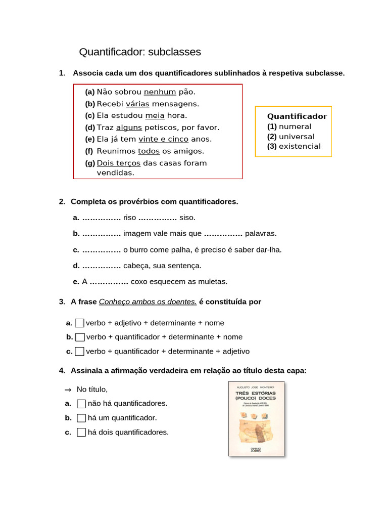 Ficha Quantificadores | PDF