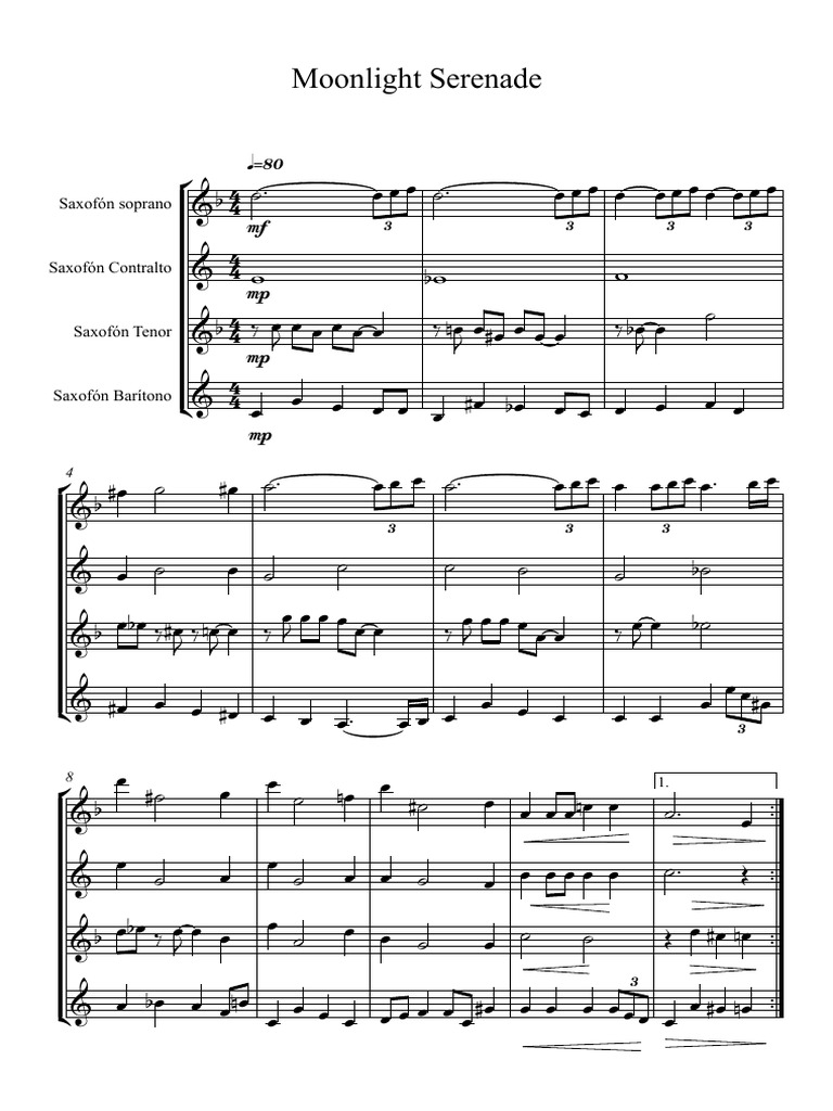 Moonlight Serenade - Cuartetosax - Partitura y Partes | PDF