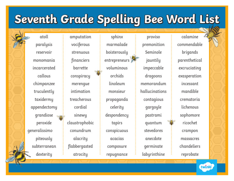 Color - Seventh Grade Spelling Bee Word List | PDF