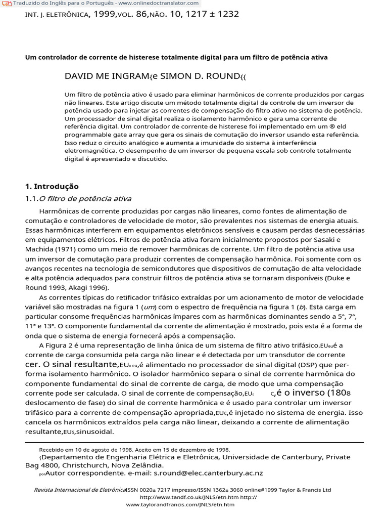 A Fully Digital Hysteresis Current Controller For An Active Power (Int ...
