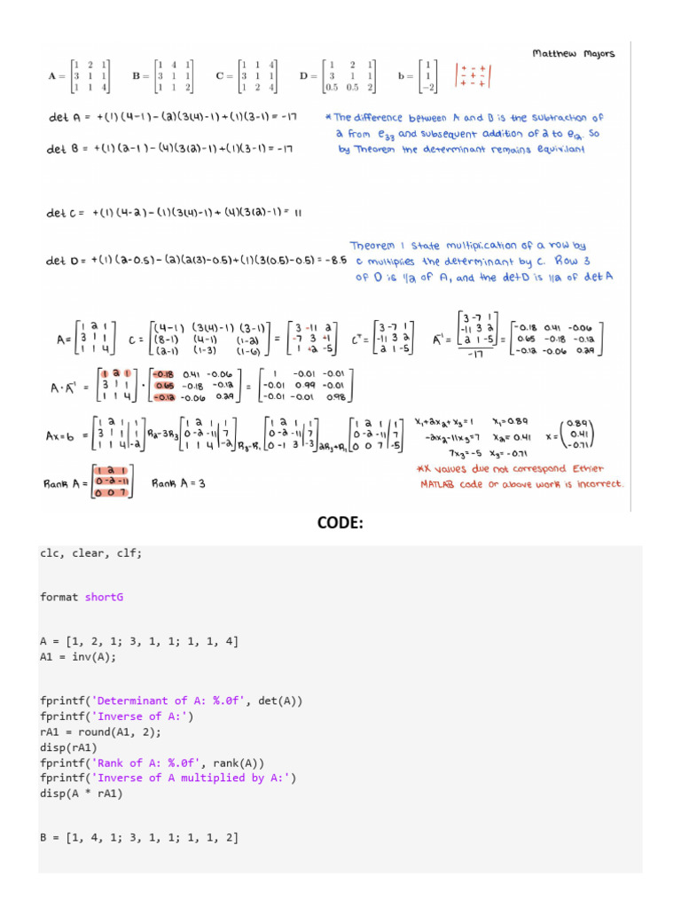 Matrix Operations: Determinants & Inverse | PDF