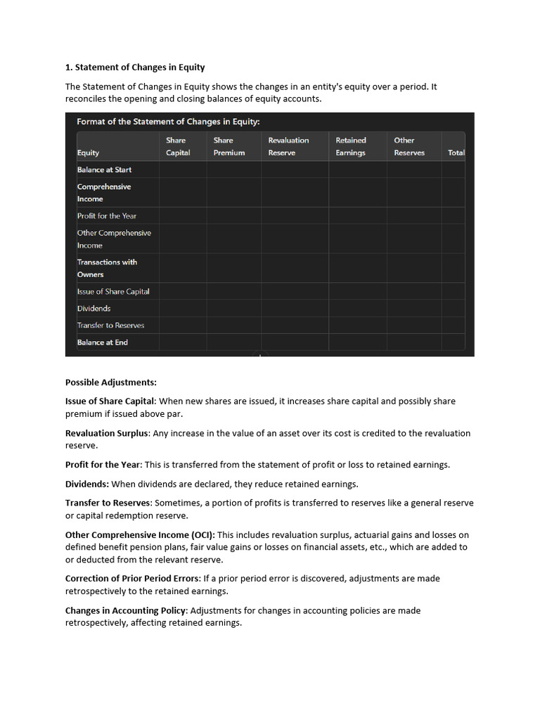 Changes in Equity and OCI | PDF