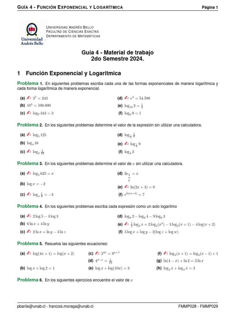 Guia DEF Funcion Exp y Log | PDF | Compartir (Finanzas) | Logaritmo