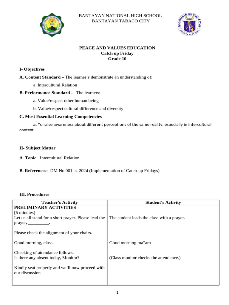 DLL Catch Up Friday | PDF