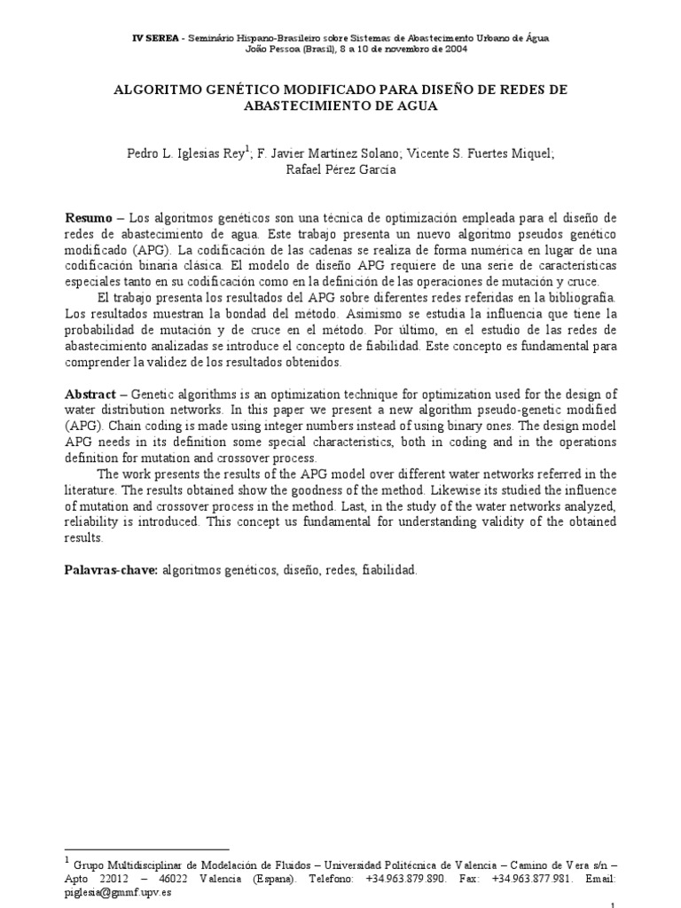 Epanet Algoritmo Genetico Co | PDF | Ingeniería de confiabilidad | Diseño