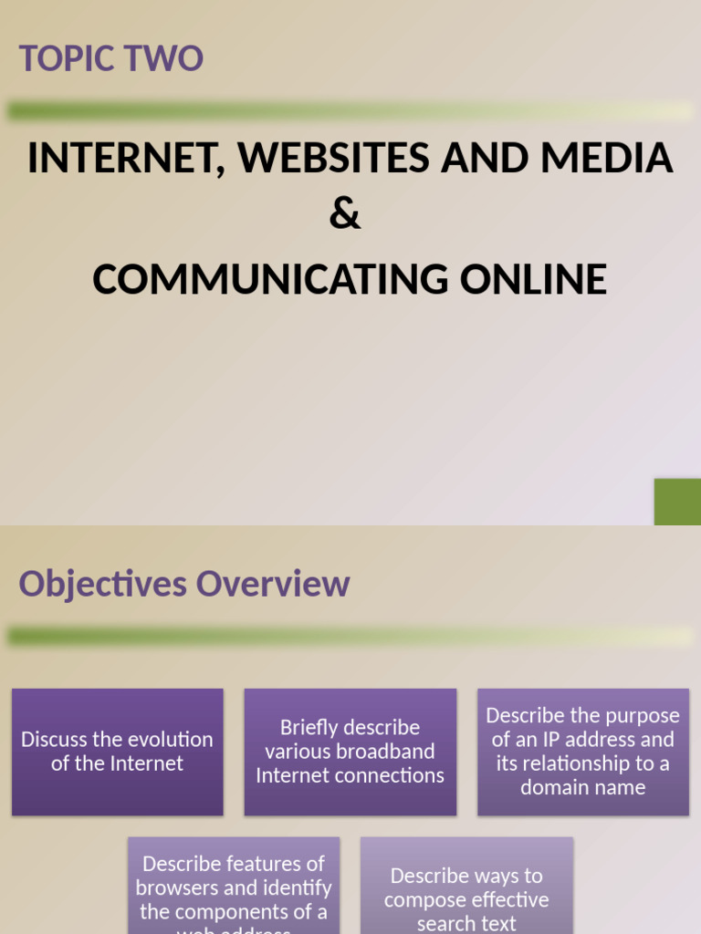 Topic Two - Internet, Websites and Media Communicating Online | PDF