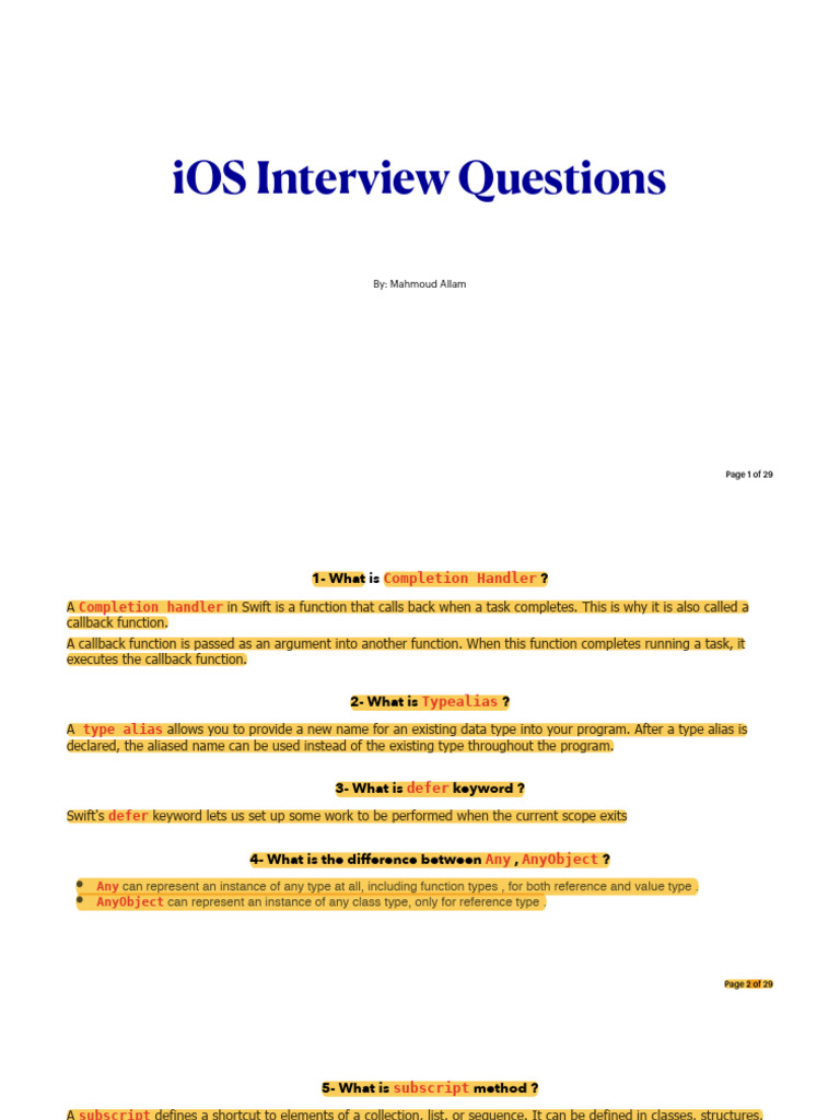 iOS Interview Questions & Answers | PDF