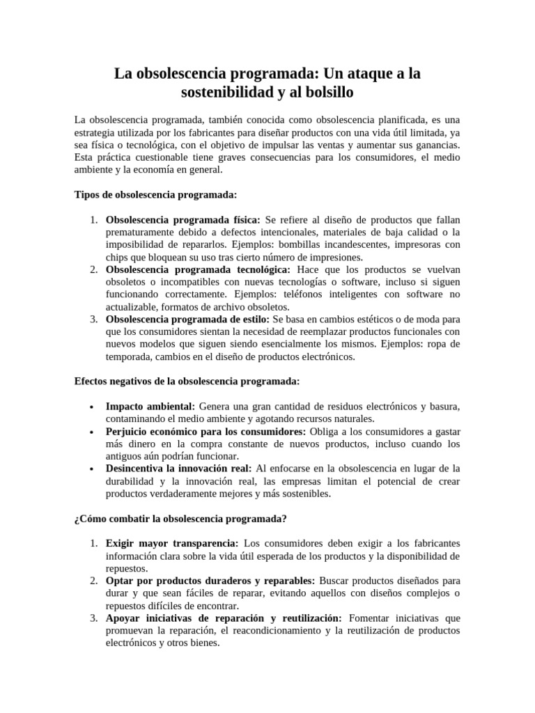 La Obsolescencia Programada | PDF