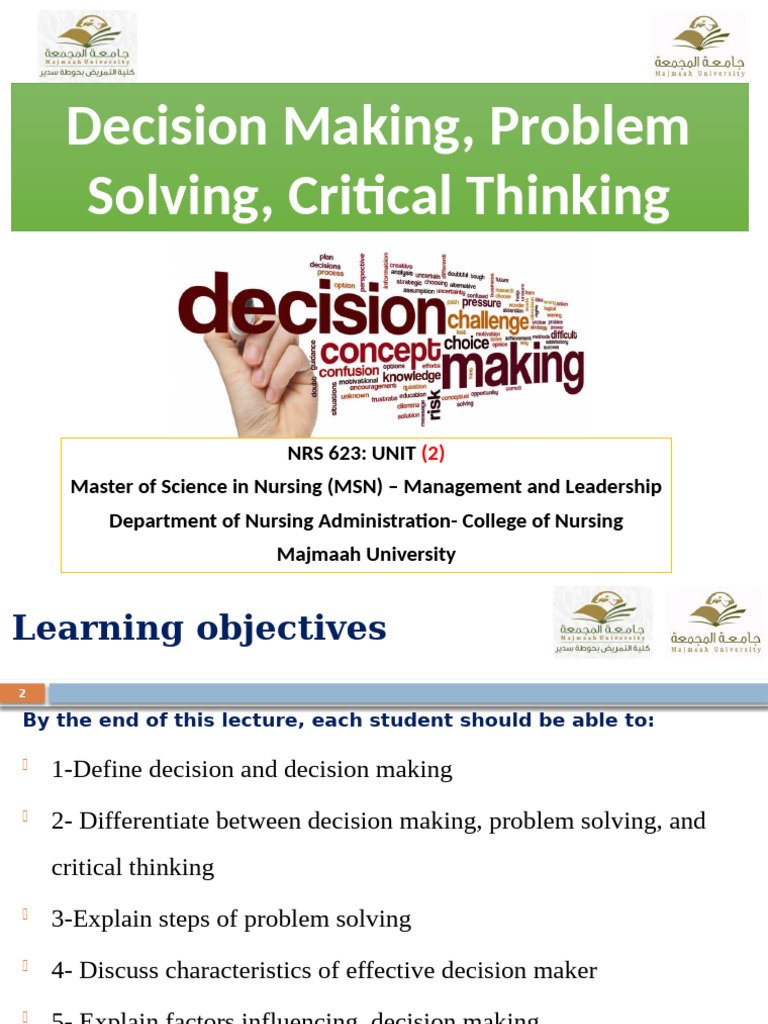 Decision Making, Problem Solving, Critical Thinking For G1 | PDF ...