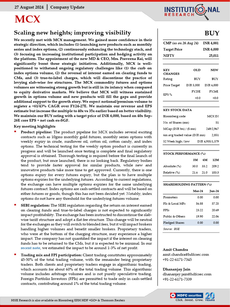HDFC Securities MCX Report | PDF