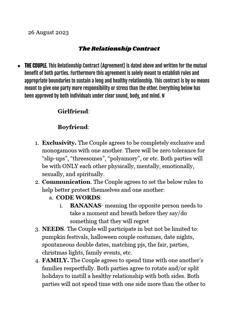 Relationship Contract Agreement | PDF