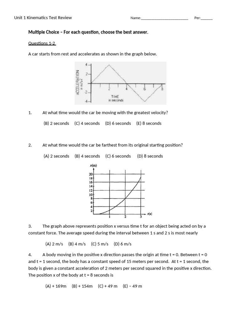 Unit 1 Test Review | PDF