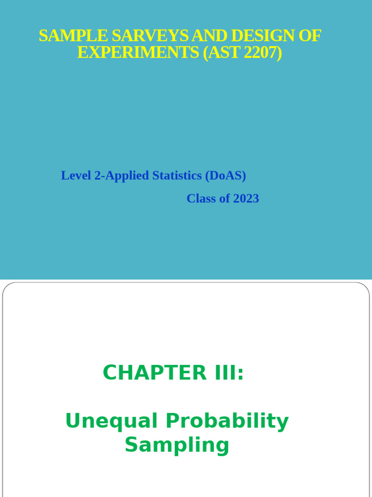 3 - Chapter Three-Unequal Probability Sampling | PDF | Estimator | Sampling (Statistics)