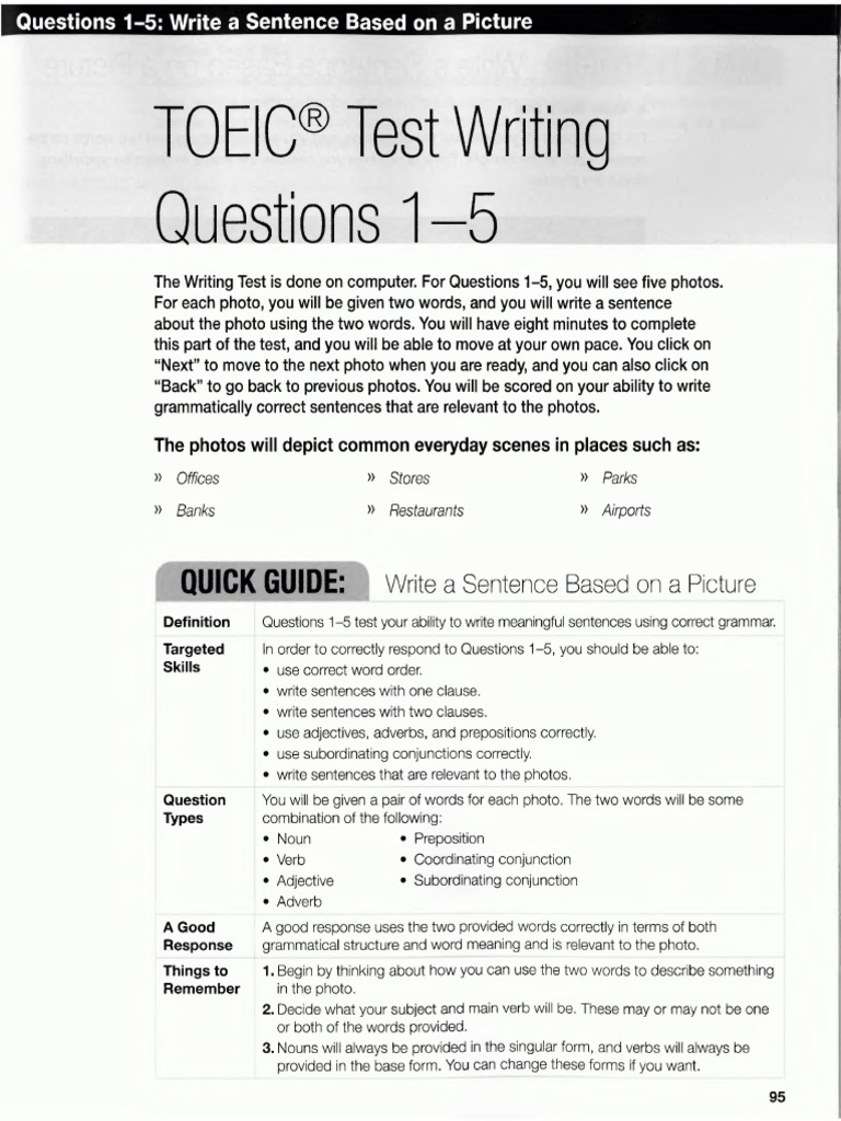 TOEIC Writing 1 | PDF