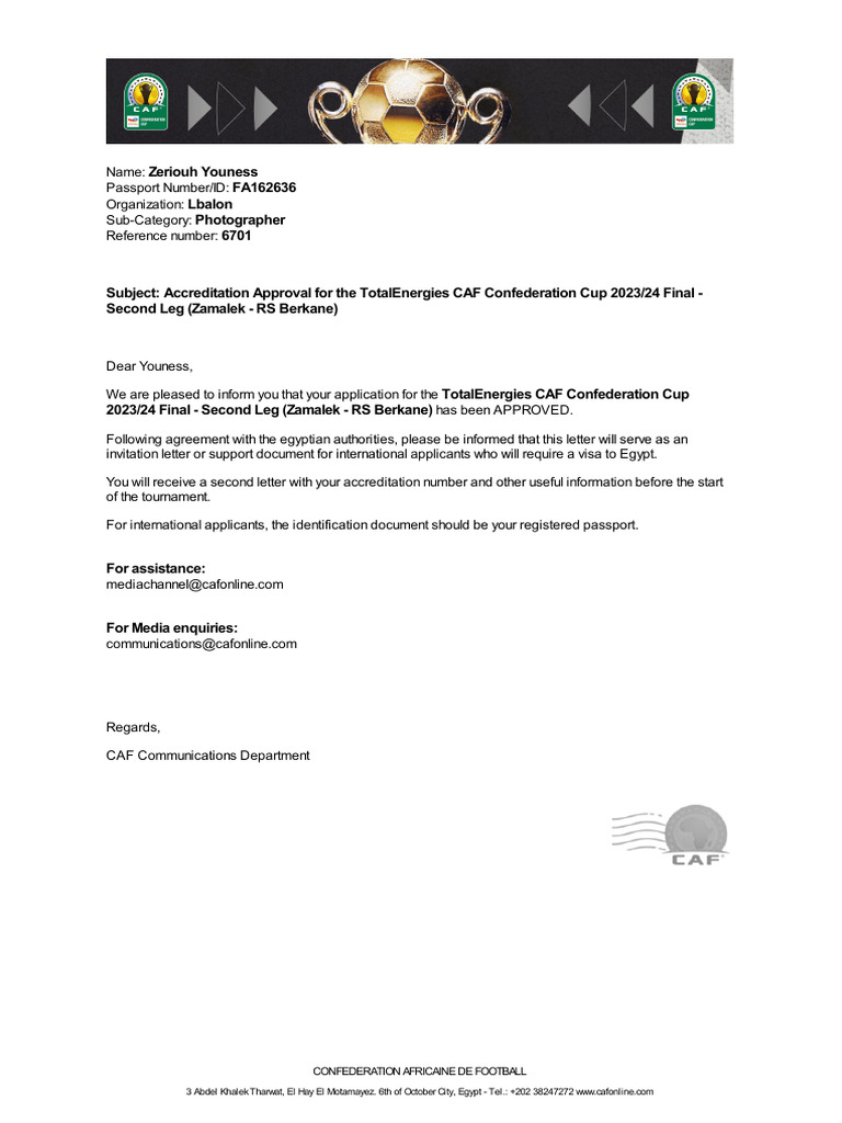 Visa Letter | PDF