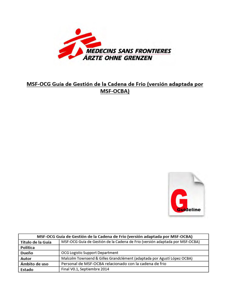 Guideline Coldchain - OCG - OCBA - V0.1 - ESP | PDF