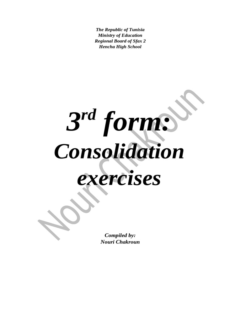 3rd Form Consolidation Exercises | PDF 3rd Form Consolidation Exercises | PDF