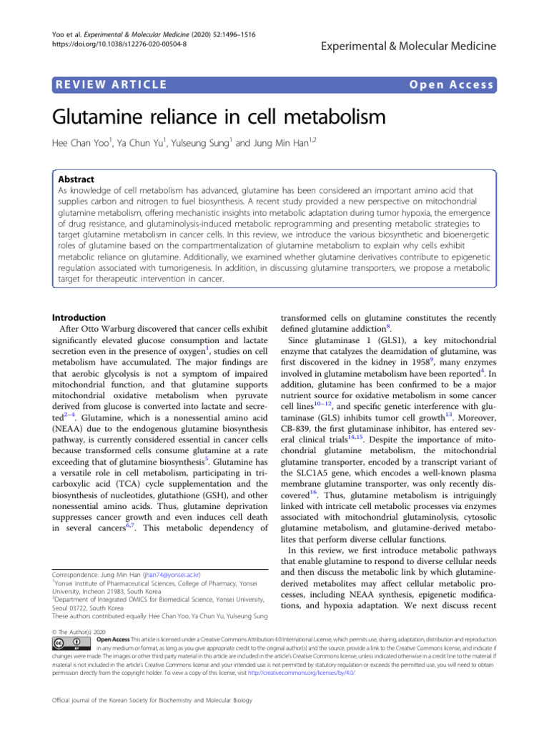 Glutamina para Relliance in Cell Metabolism | PDF | Biosynthesis | Nucleotides