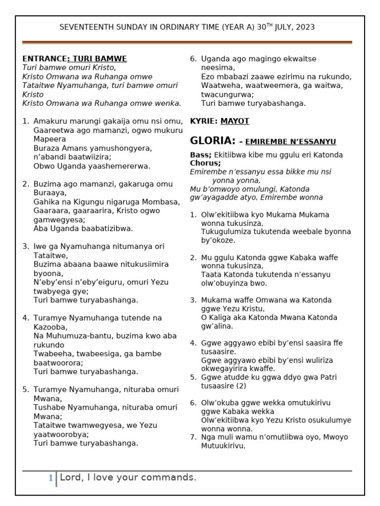 17thsunday Ordinary Time Year A SOPRANO 30TH JULY 2023 | PDF