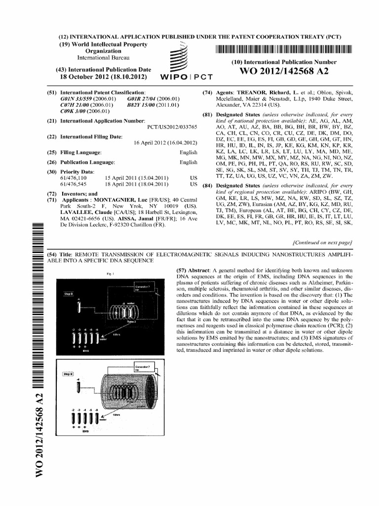 WO2012142568A2 - Remote Transmission of Electromagnetic Signals ...