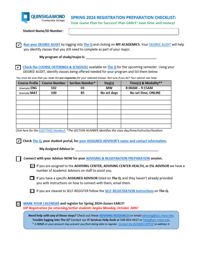 SP24 Reg-Prep Checklist | PDF