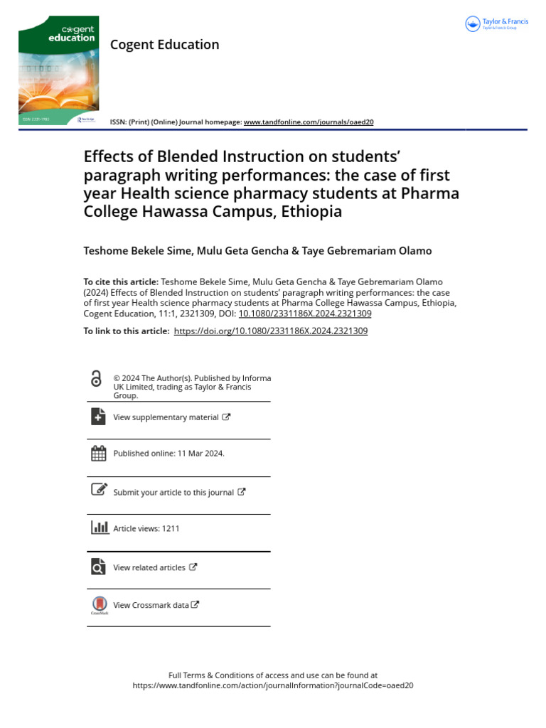 Effects of Blended Instruction On Students Paragraph Writing ...