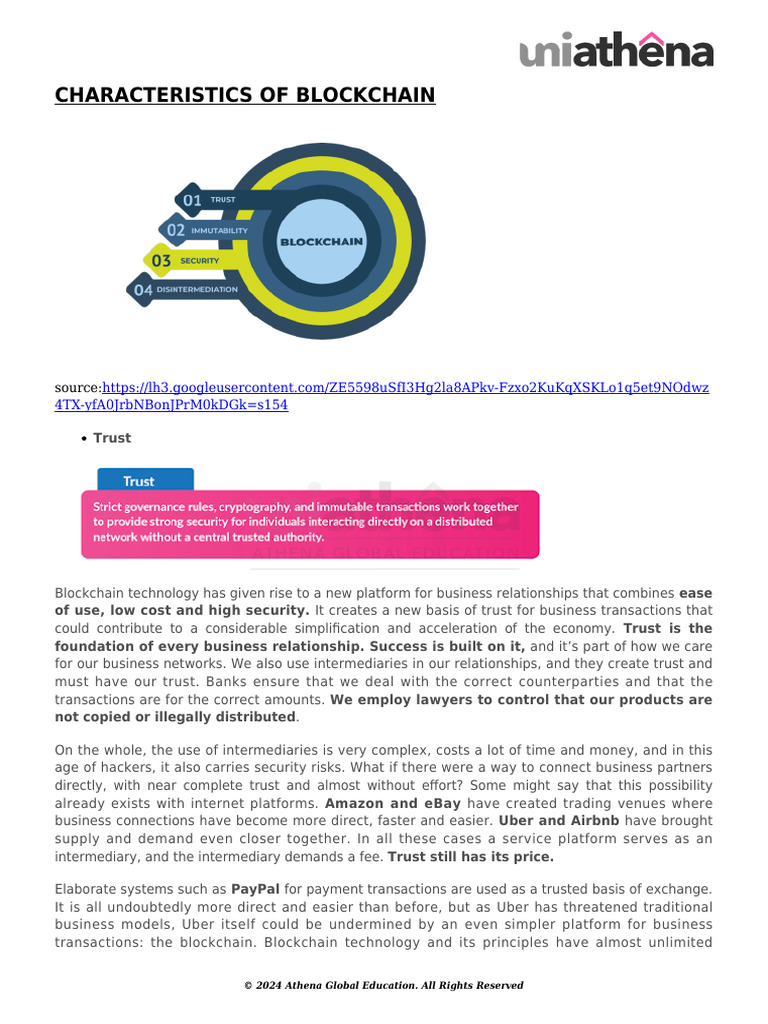 Characteristics of Blockchain | PDF