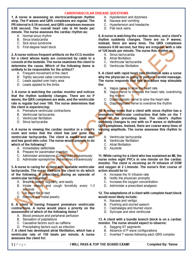 Cardiovascular Disease Questions | PDF | Heart | Myocardial Infarction