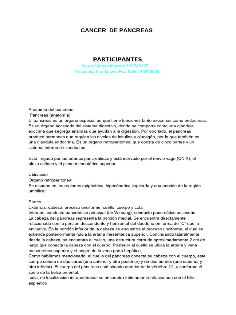 CANCER DE PANCREAS | PDF