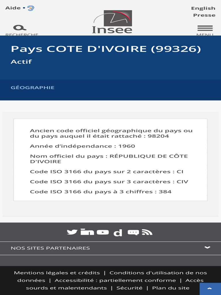 Pays COTE D'IVOIRE (99326) COG Insee | PDF
