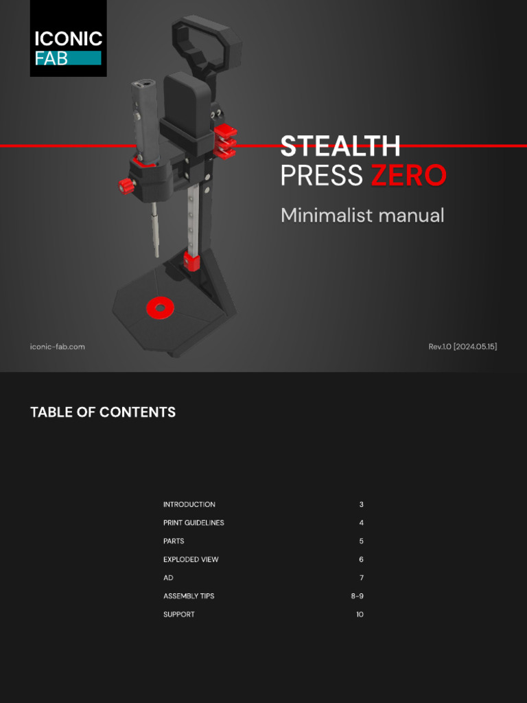 MINIMALIST MANUAL Stealth Press ZERO Rev.1.0 (2024.05.15) | PDF
