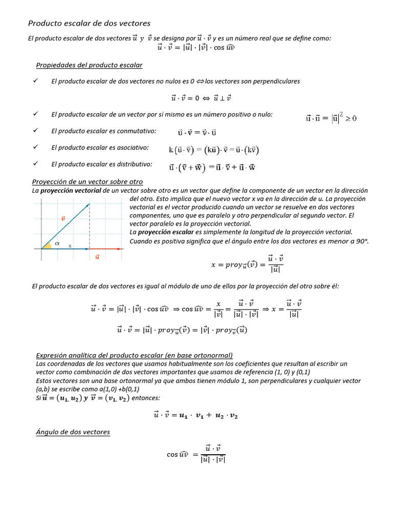 Producto Escalar de Dos Vectores | PDF