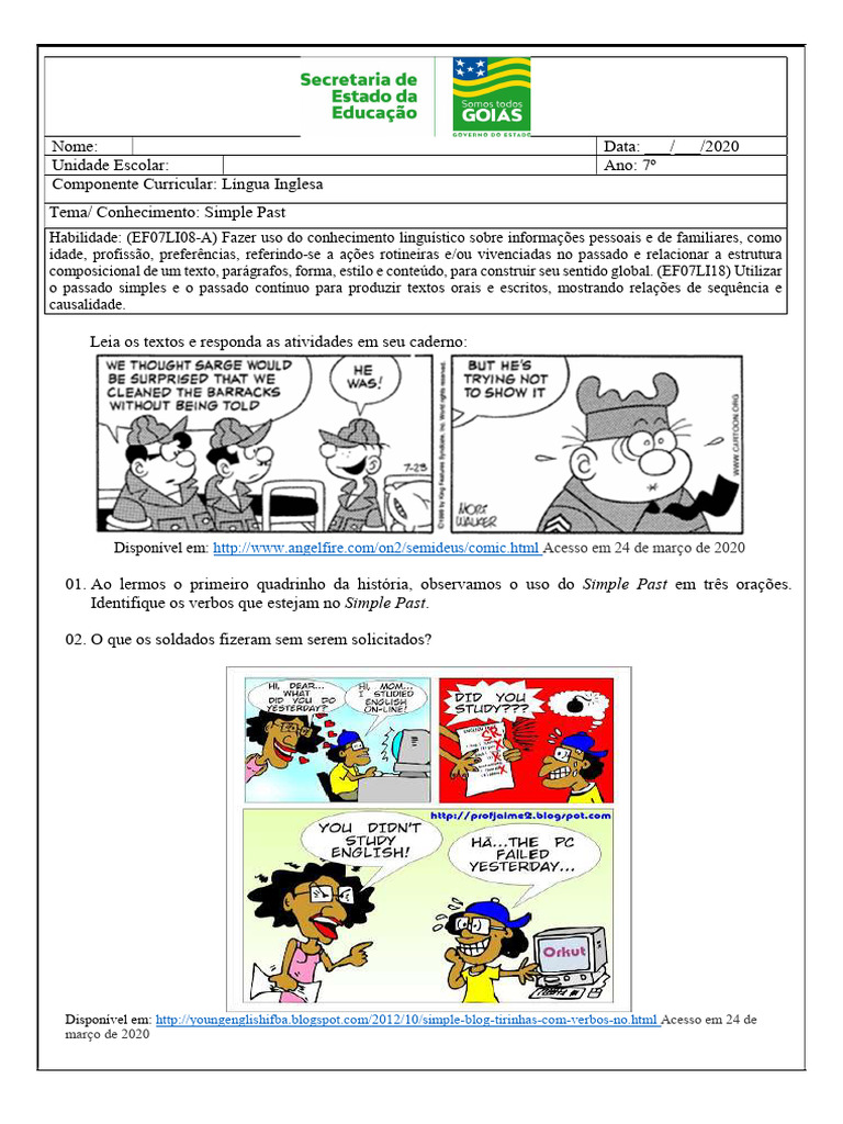 7º Ano Ingl | PDF