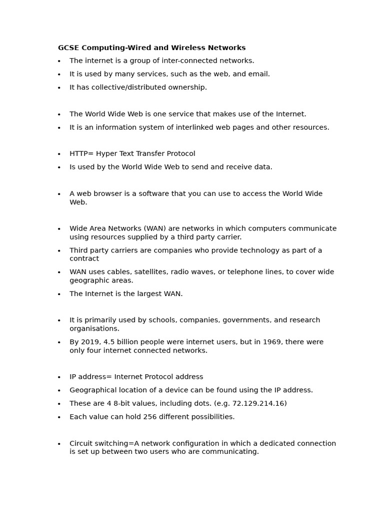 GCSE Wired and Wireless Networks | PDF | Computer Network | Internet