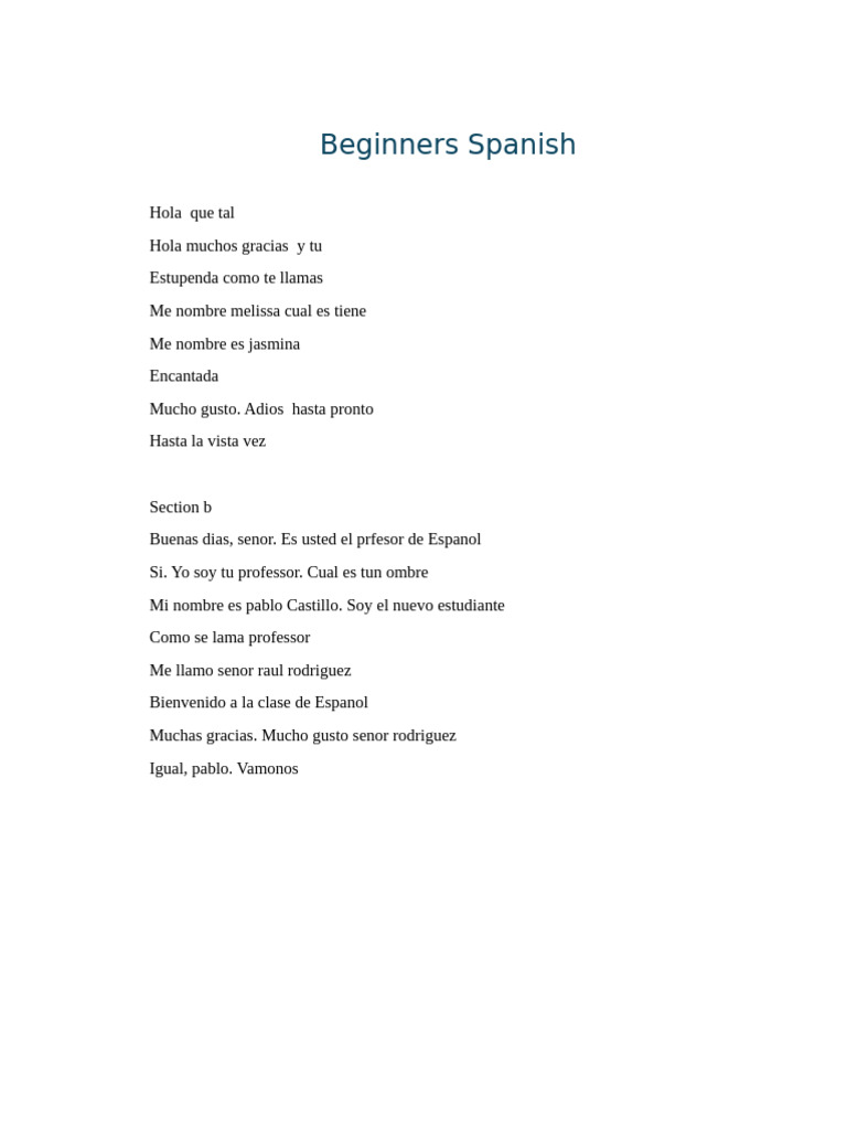 Beginners Spanish | PDF