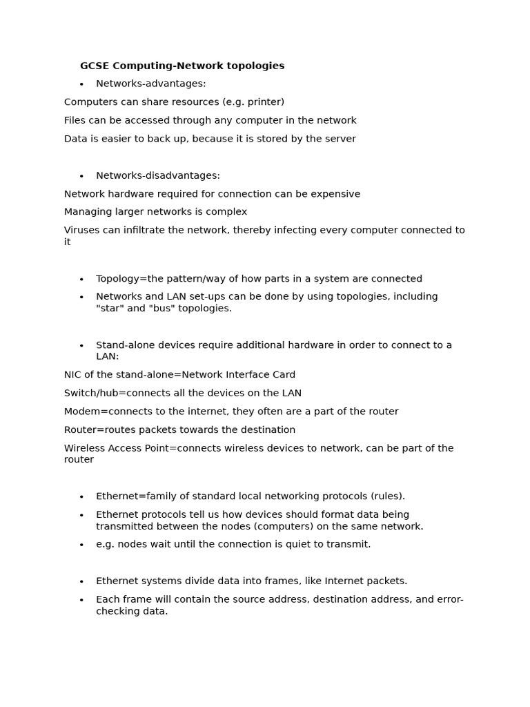 GCSE Network Topologies | PDF | Computer Network | Network Topology